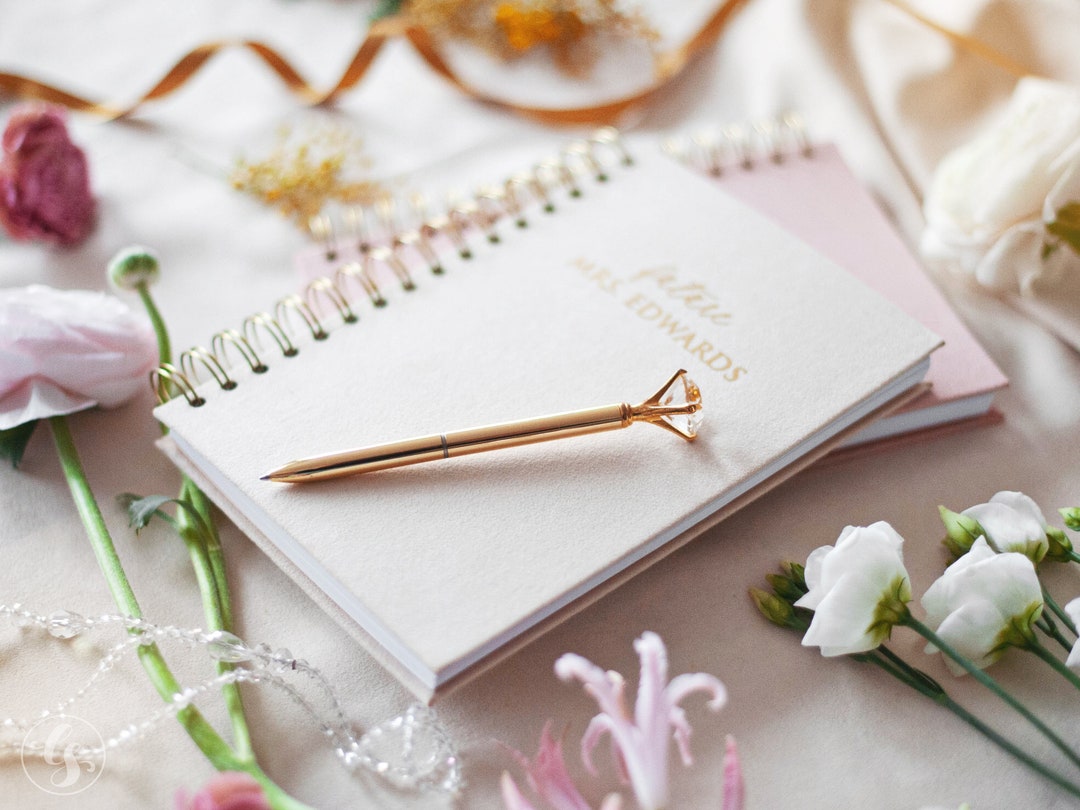 Ivory Velvet Wedding Planner, Personalized Engagement Gift Planner for ...
