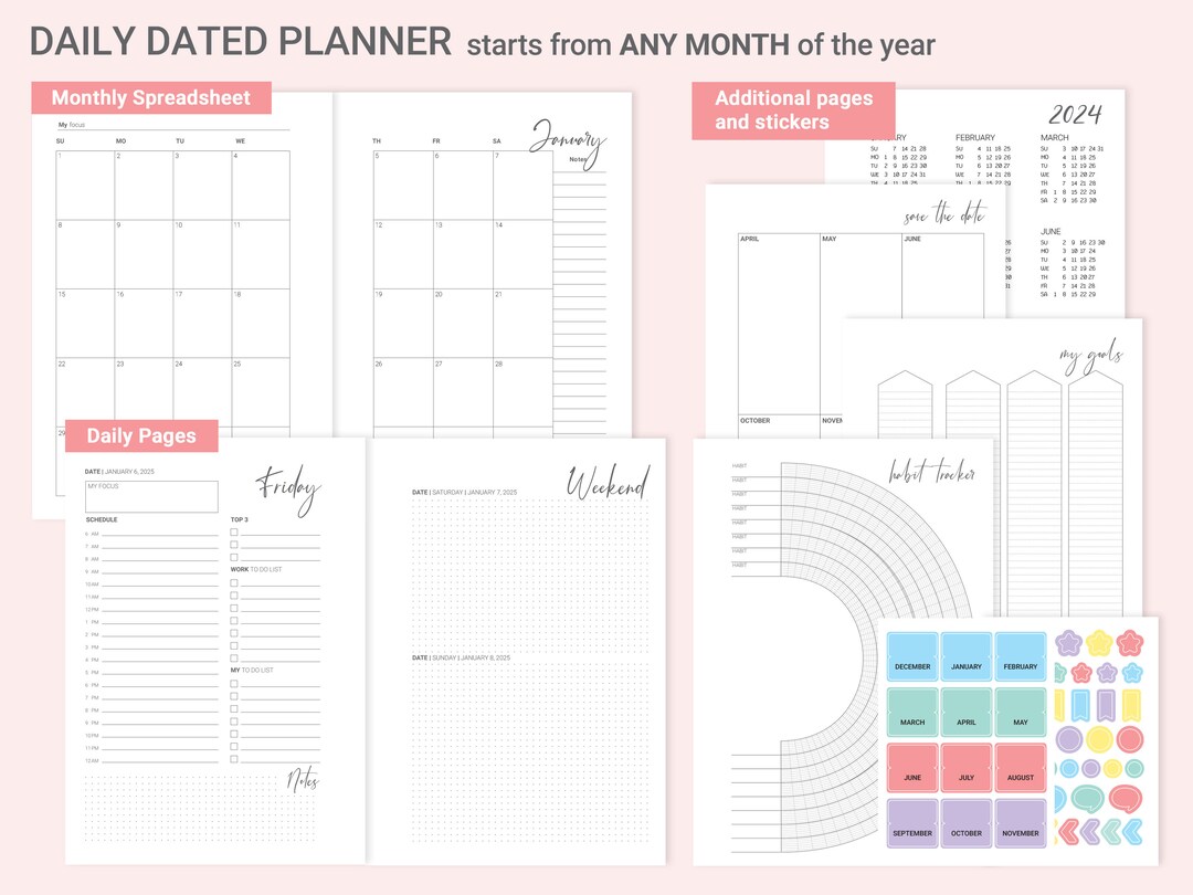 Planner Refills Pages A5 and A6 Planner Inserts 2024-2025 From Any ...