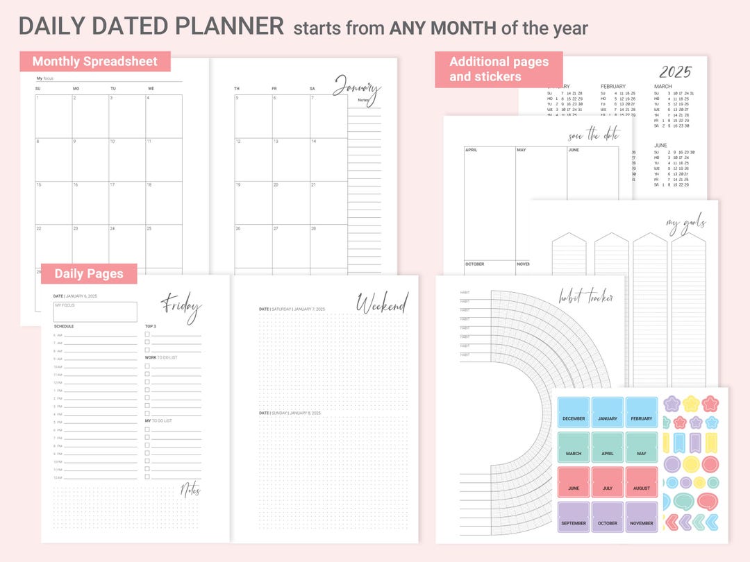 Planner Refills Pages A5 and A6 Planner Inserts 2025-2026 Daily or ...