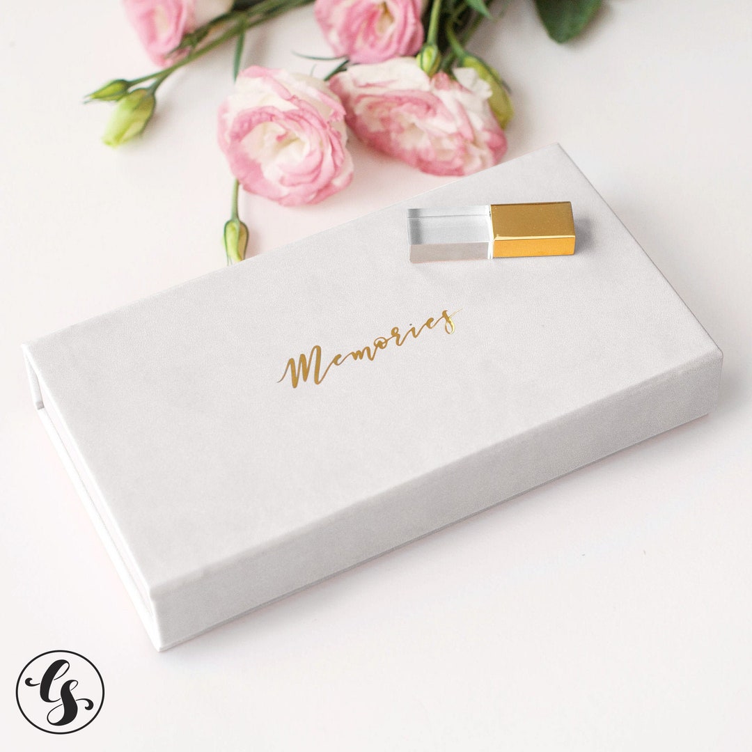 Custom Photo Box and USB Flash Drive, White Photo Box, Wedding Memory ...