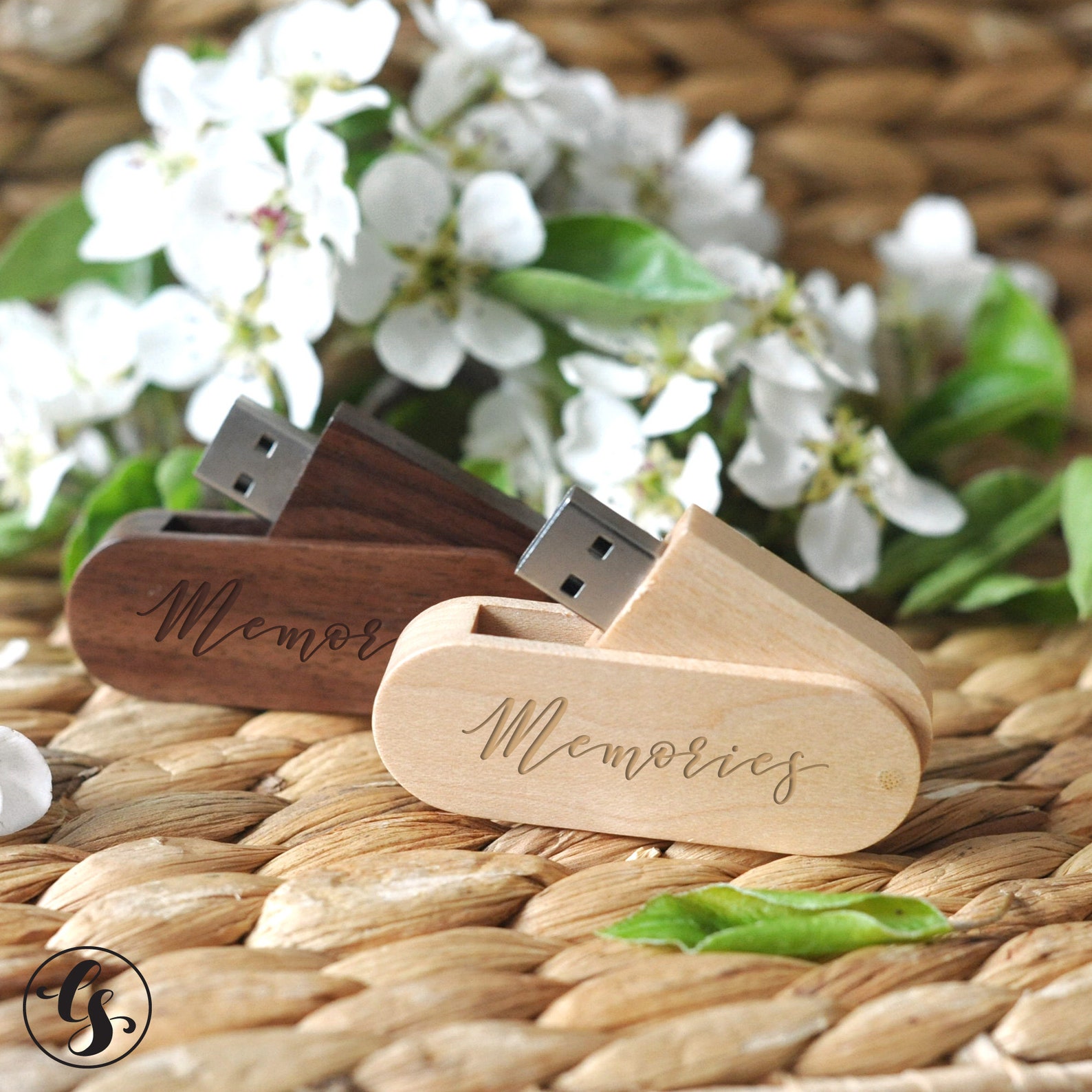 Wooden USB Stick. Wood USB Flash Drive Engraved With Logo or - Etsy