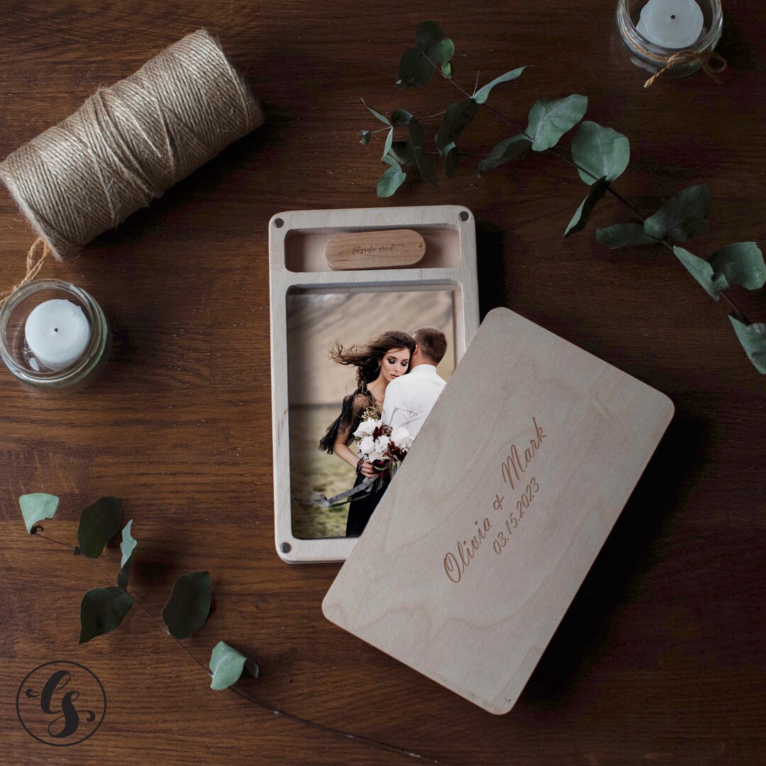 Wood Photo Box and USB Flash Drive Wedding USB Engraved 4x6 Prints ...