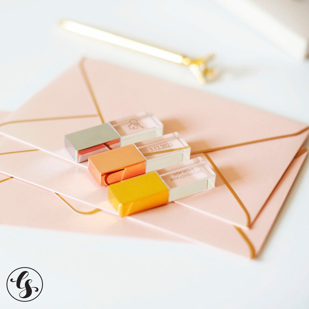 Custom USB Drive Rose Gold Crystal USB Flash Drive, Personalized USB ...