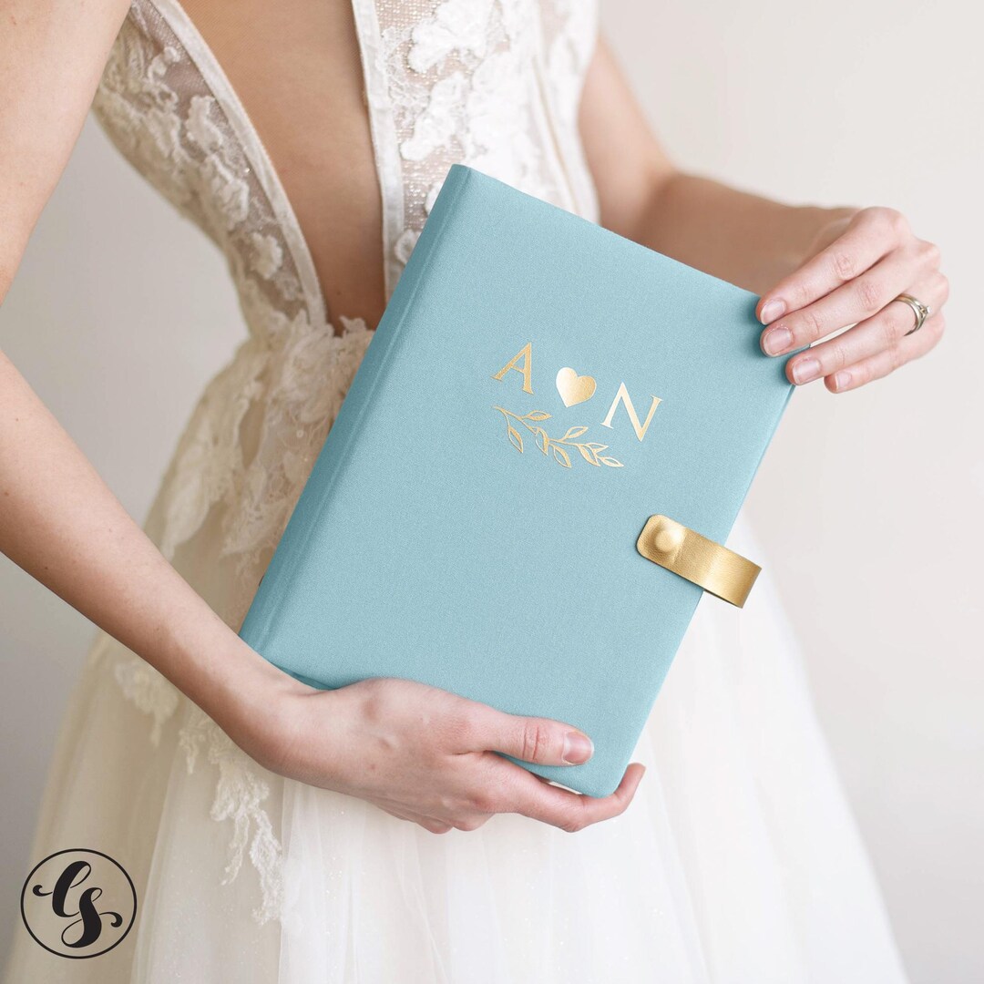 Linen Blue Wedding Planner Binder Personalized Wedding Notebook ...