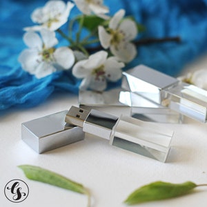 Silver Crystal USB Stick. Personalised USB Flash Drive Engraved With ...