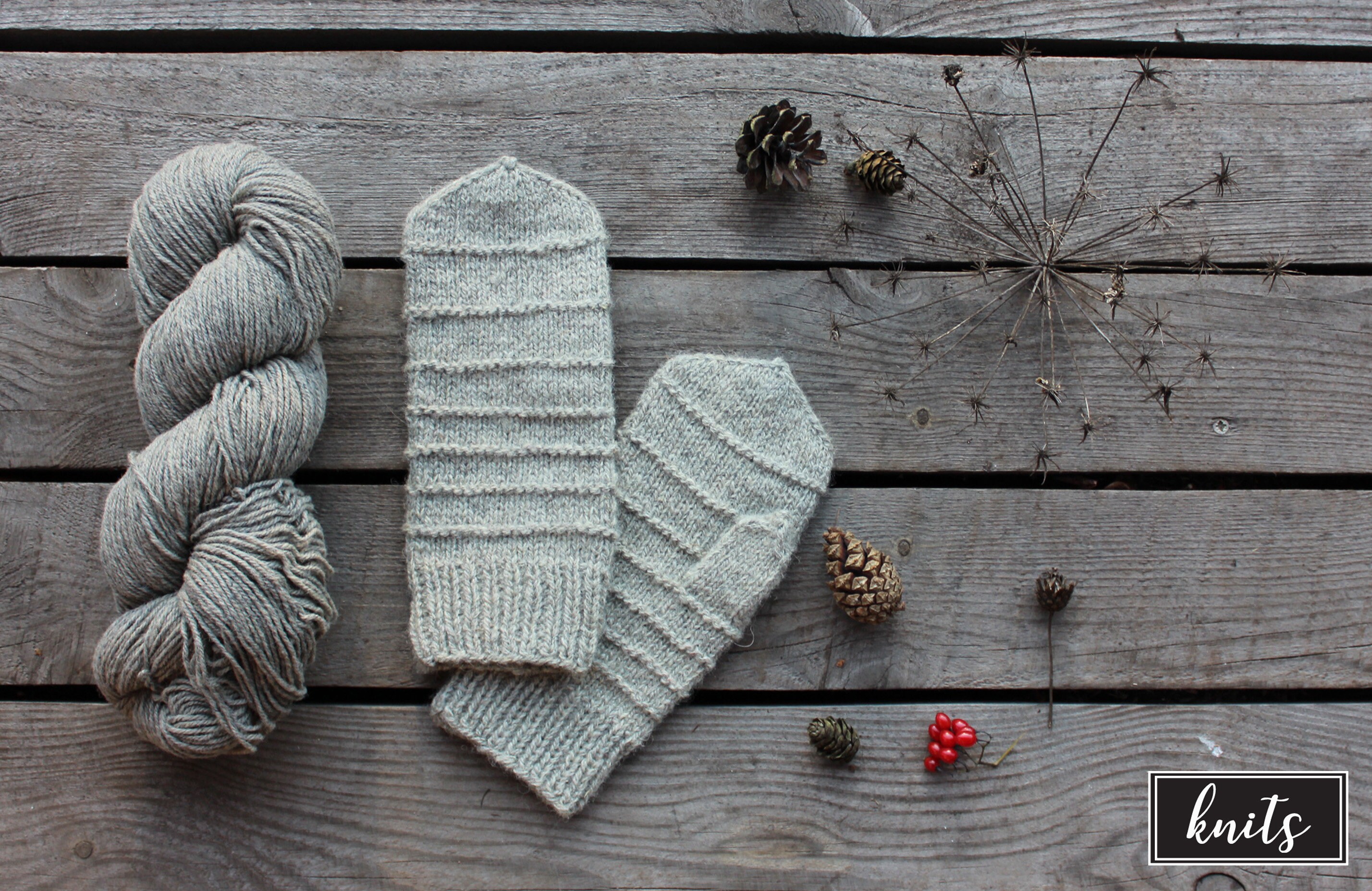 Hand Knit Mittens. 100% Natural Wool Handmade Mittens. Warm Gift for a ...