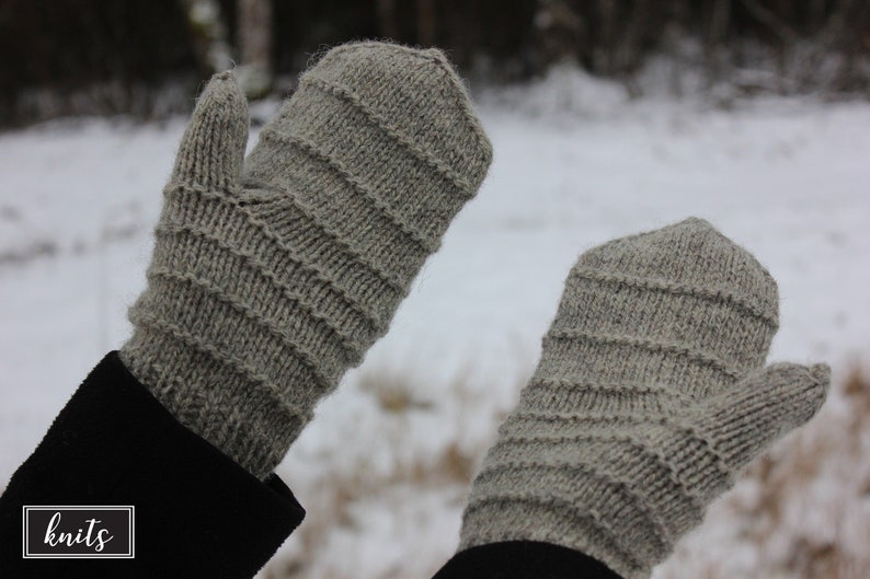 Hand Knit Mittens. 100% Natural Wool Handmade Mittens. Warm Gift for a ...