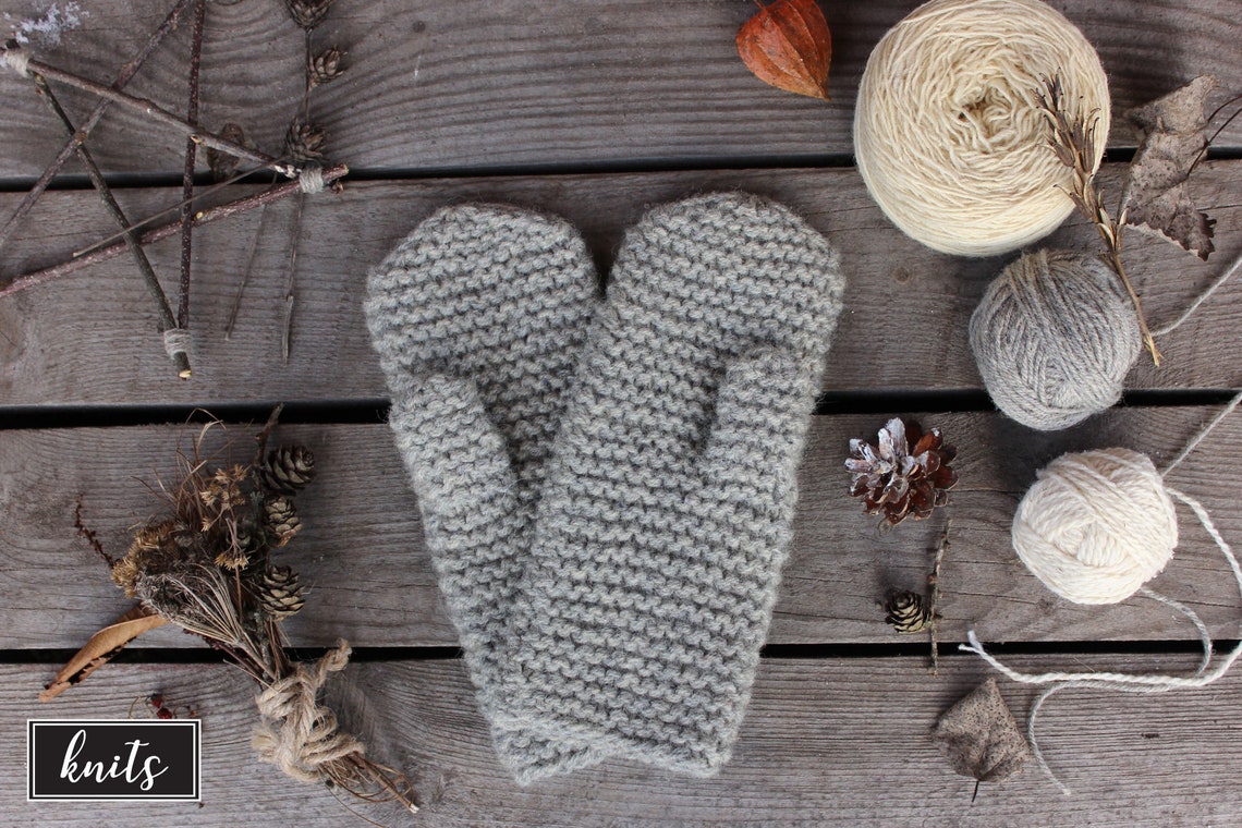 Hand Knit Mittens. 100% Natural Wool Handmade Mittens. Warm - Etsy