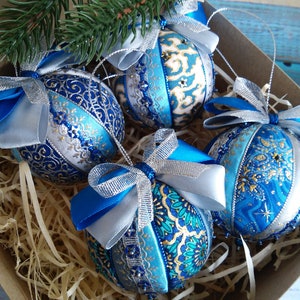 Christmas baubles set 4 pcs Merry Christmas Fir-tree | Etsy