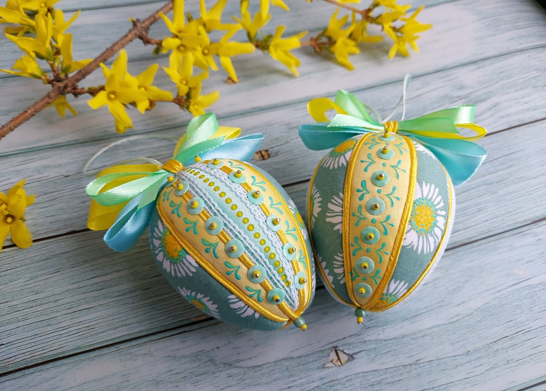 Easter Fabric Eggs Set 2 Pcs Rustic Easter Eggs Easter Tree Decor ...