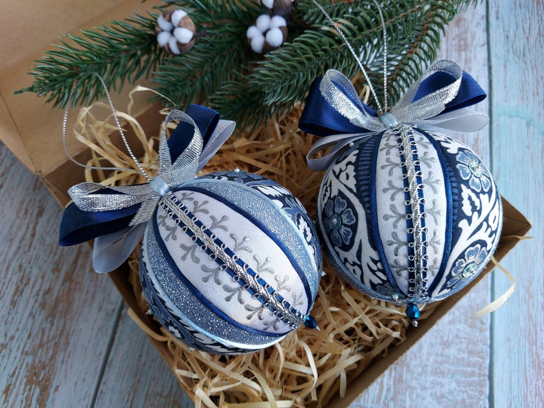 Christmas Baubles Set 2 Pcs Merry Christmas Fir-tree Decoration New ...