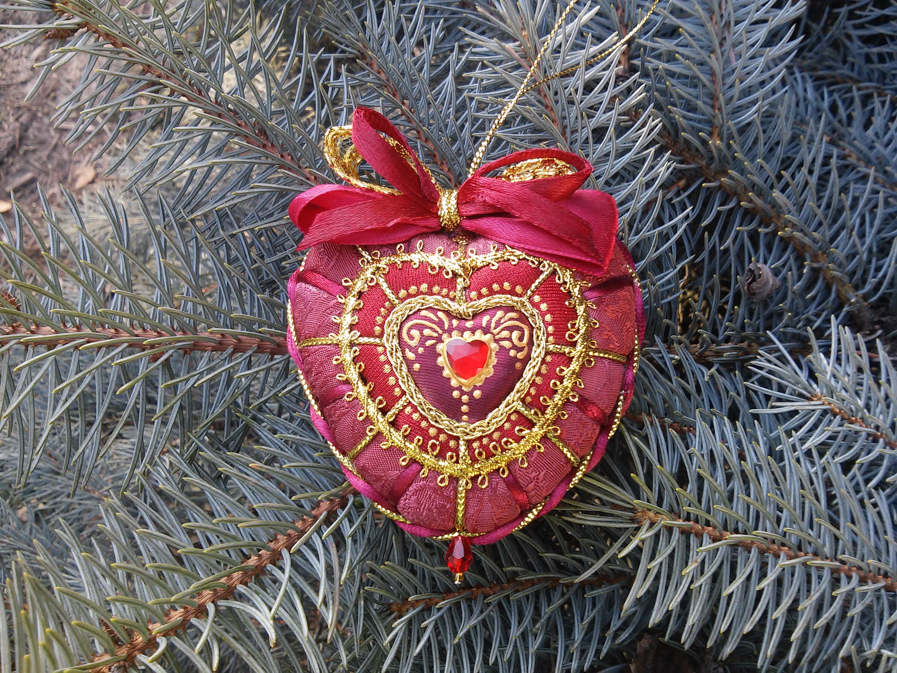 Christmas Hanging Hearts Quilted Ornament Heart Wedding Decor Valentine ...