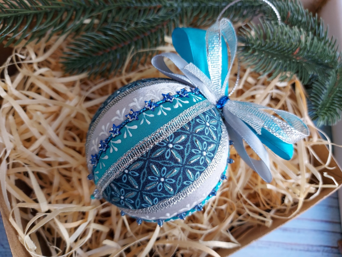 Christmas Baubles Set 4 Pcs Patchwork Ball Christmas Tree Toy Merry ...