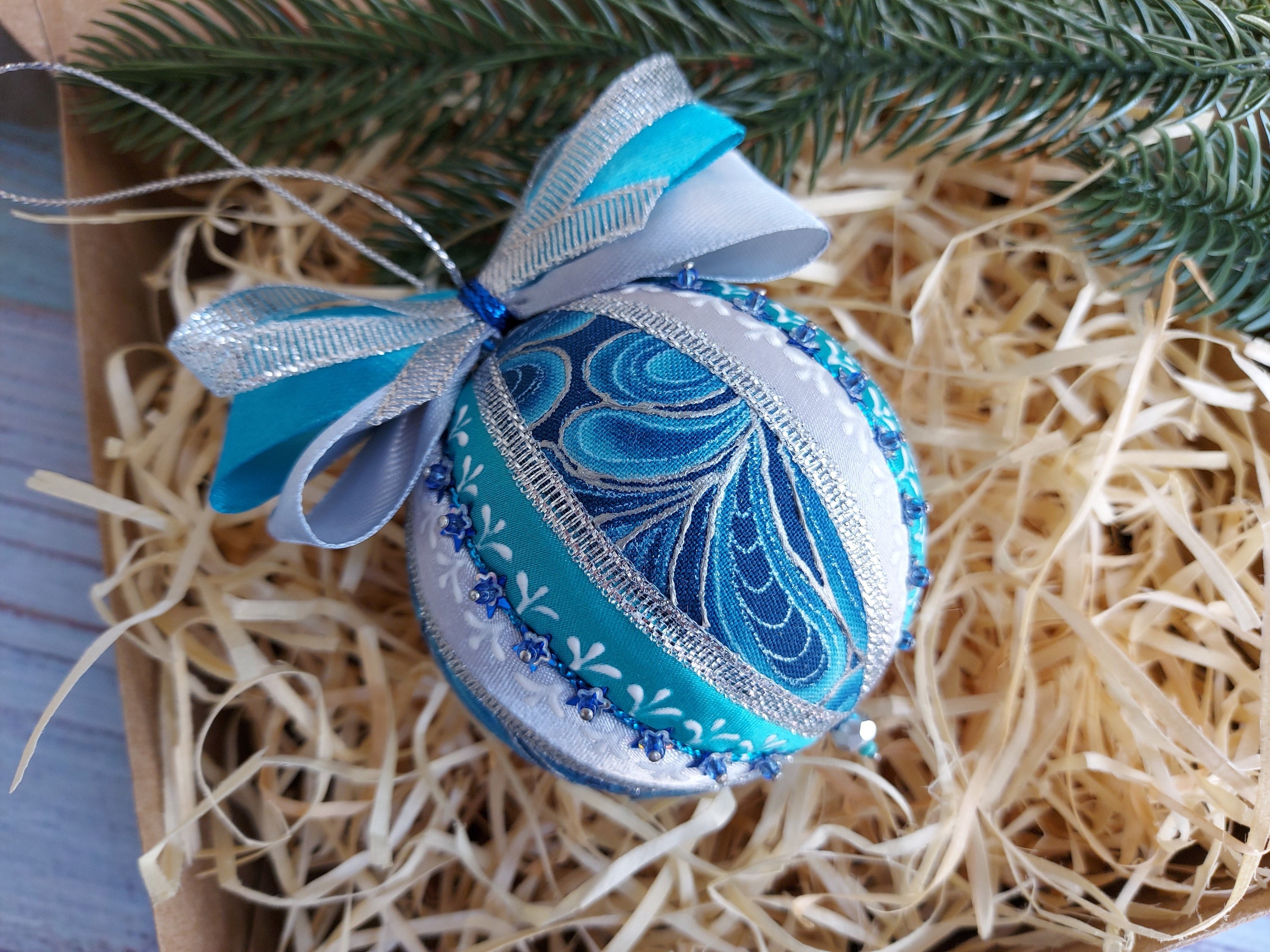 Christmas Baubles Set 4 Pcs Patchwork Ball Christmas Tree Toy Merry ...