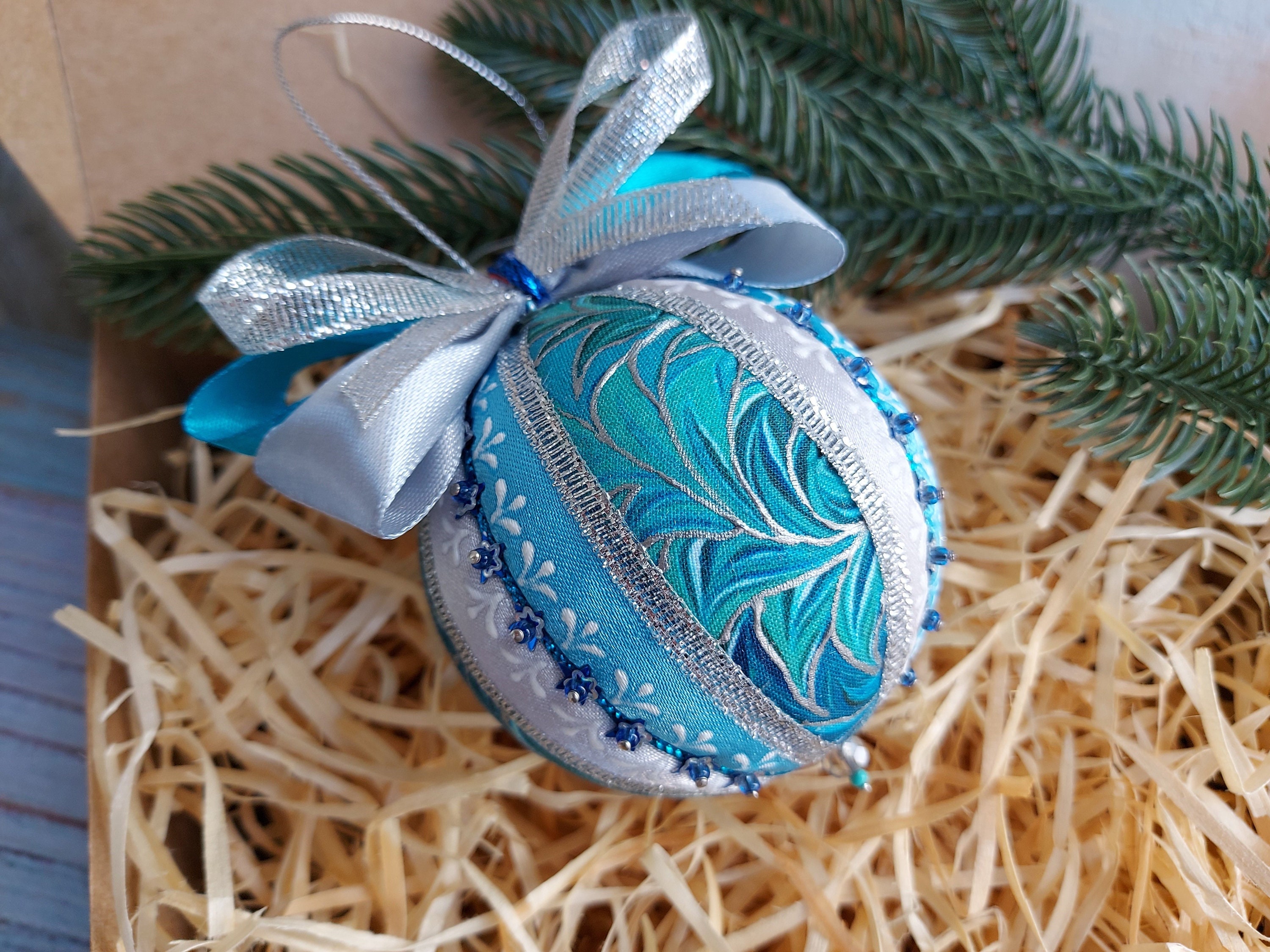 Christmas Baubles Set 4 Pcs Patchwork Ball Christmas Tree Toy Merry ...