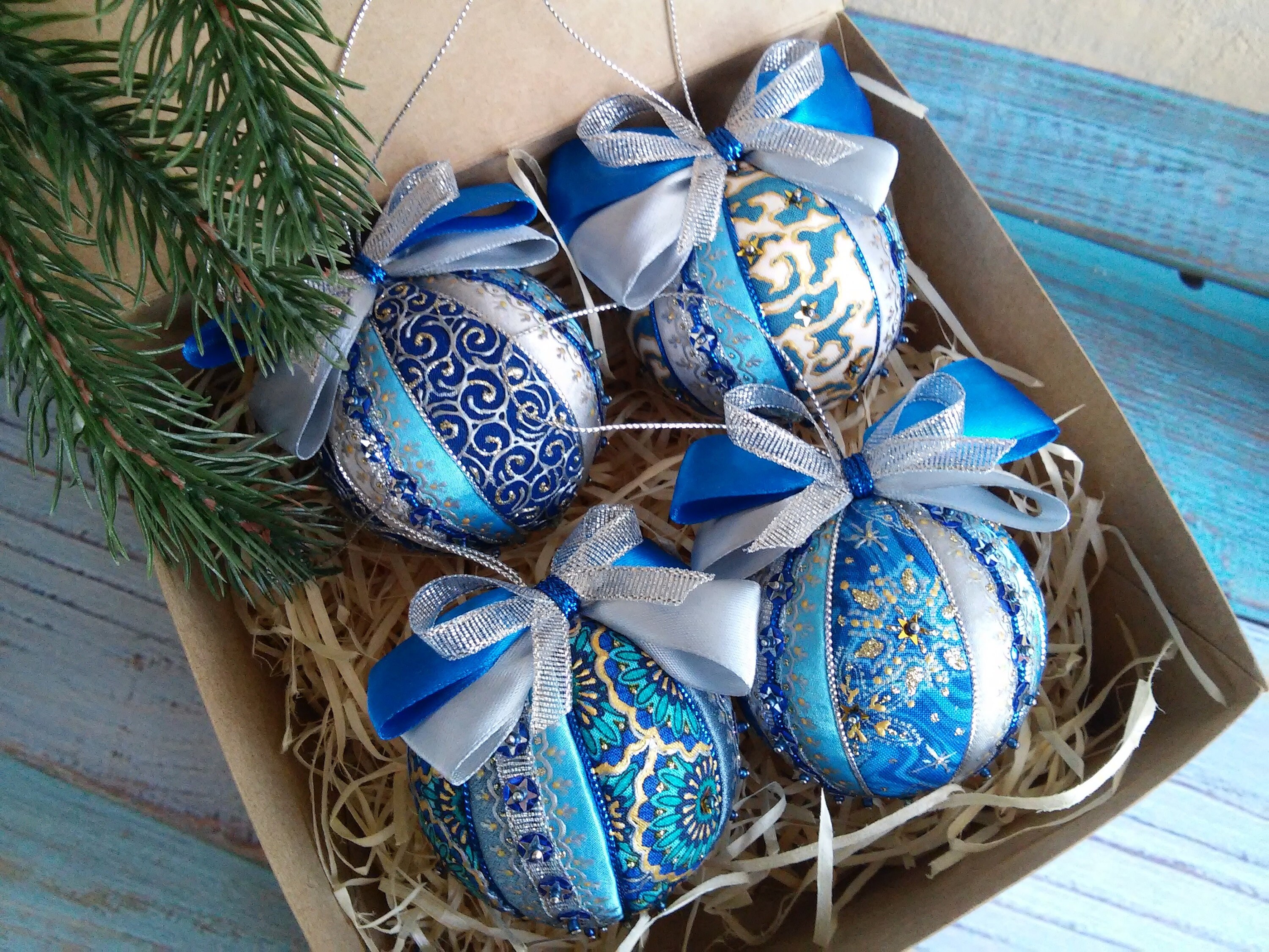 Christmas baubles set 4 pcs Merry Christmas Fir-tree | Etsy