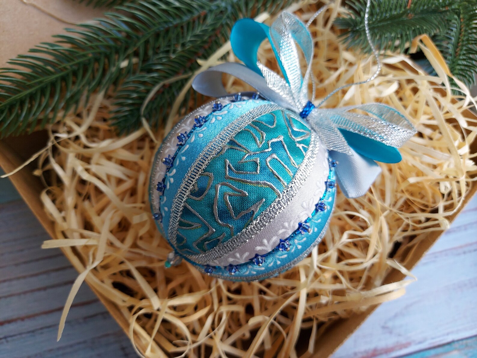 Christmas Baubles Set 4 Pcs Patchwork Ball Christmas Tree Toy Merry ...