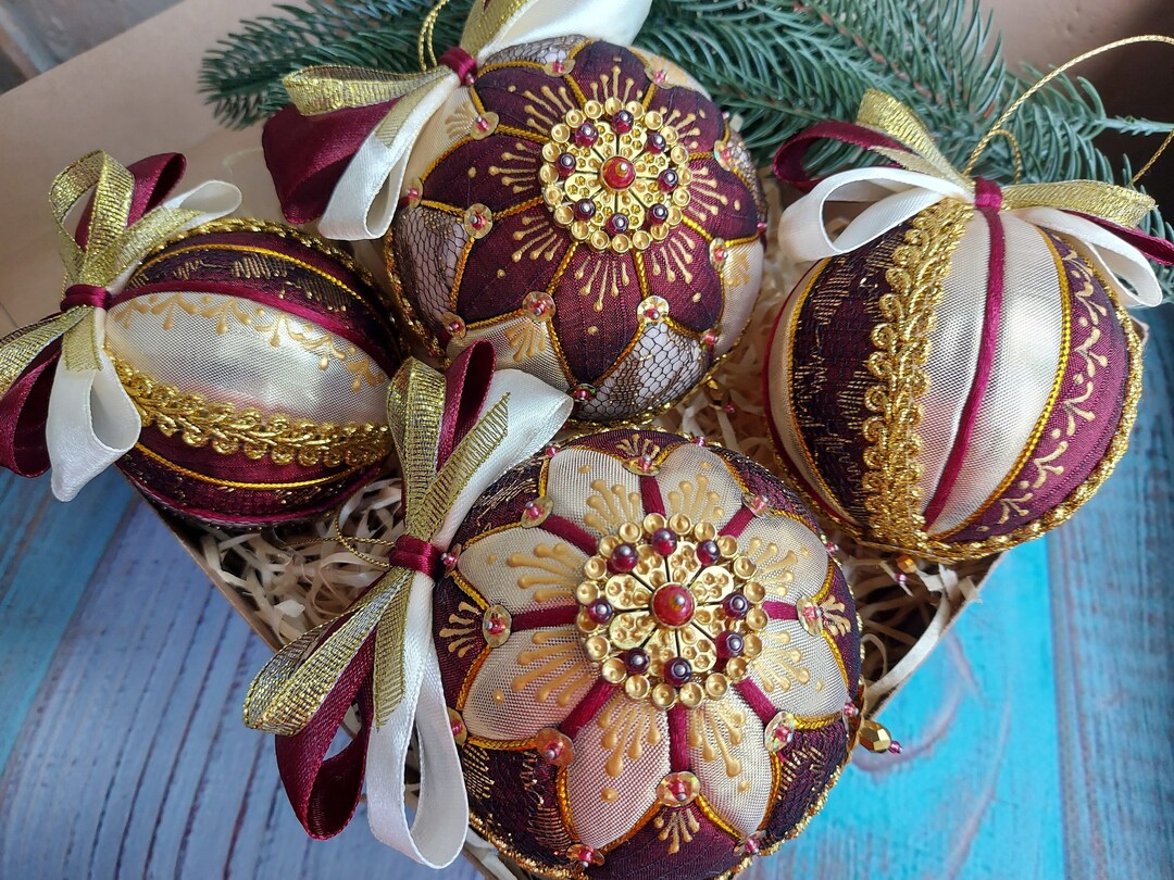 Christmas Baubles Set 4 Pcs Fir-tree Decoration Merry Christmas New ...