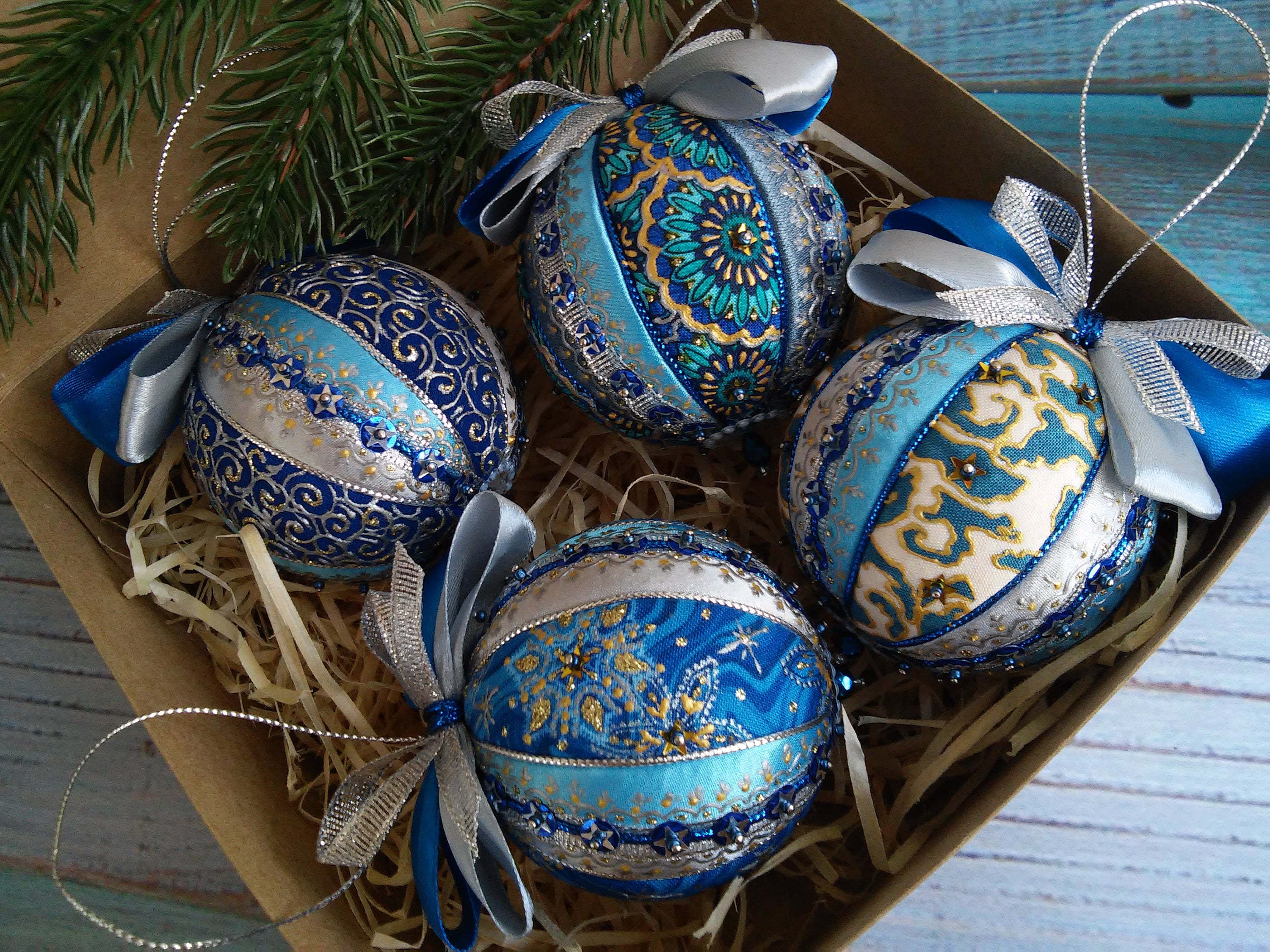 Christmas baubles set 4 pcs Merry Christmas Fir-tree | Etsy