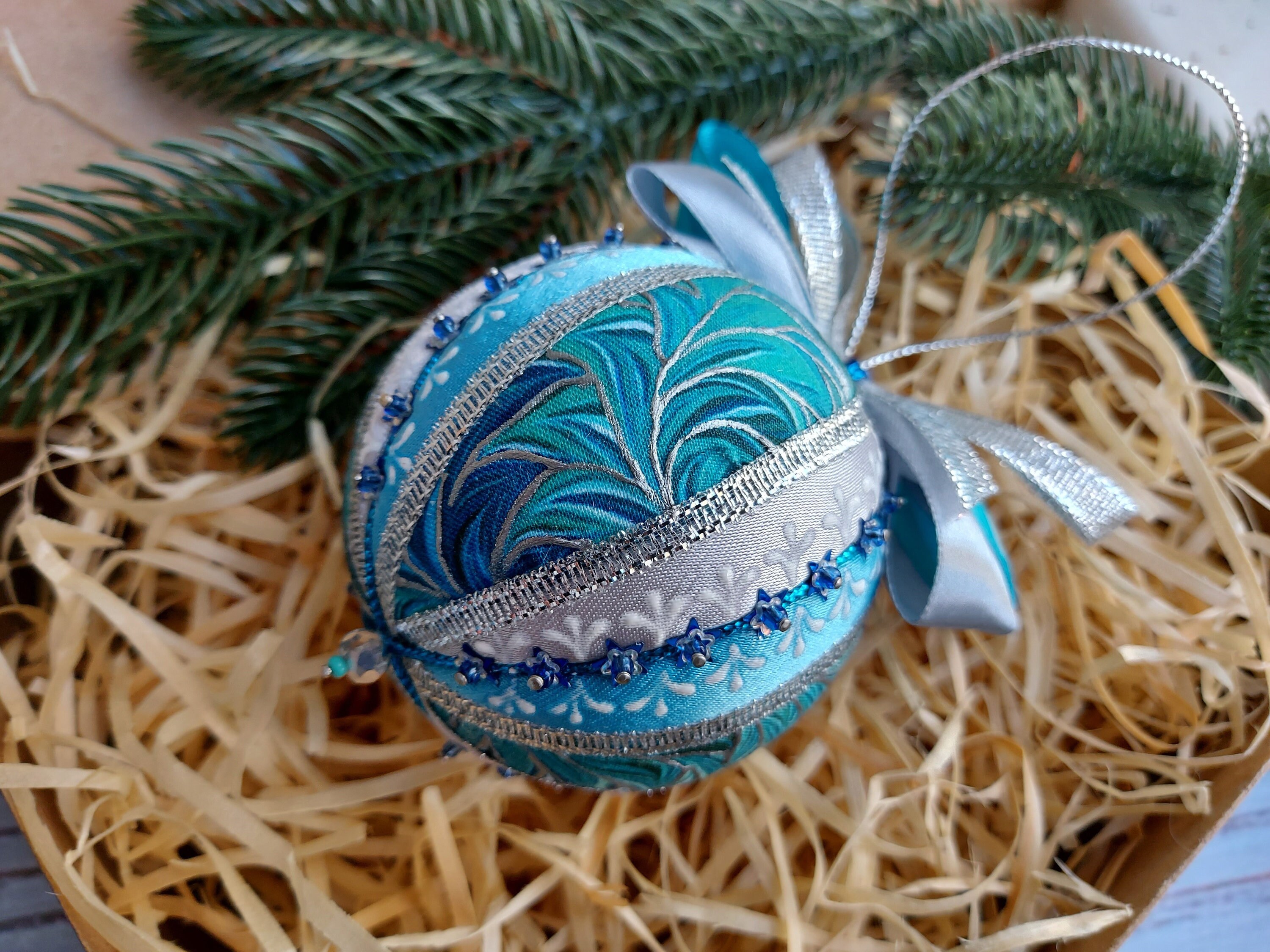 Christmas Baubles Set 4 Pcs Patchwork Ball Christmas Tree Toy Merry ...