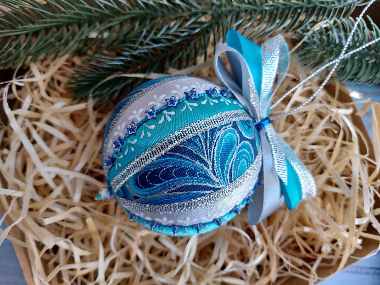 Christmas Baubles Set 4 Pcs Patchwork Ball Christmas Tree Toy Merry ...