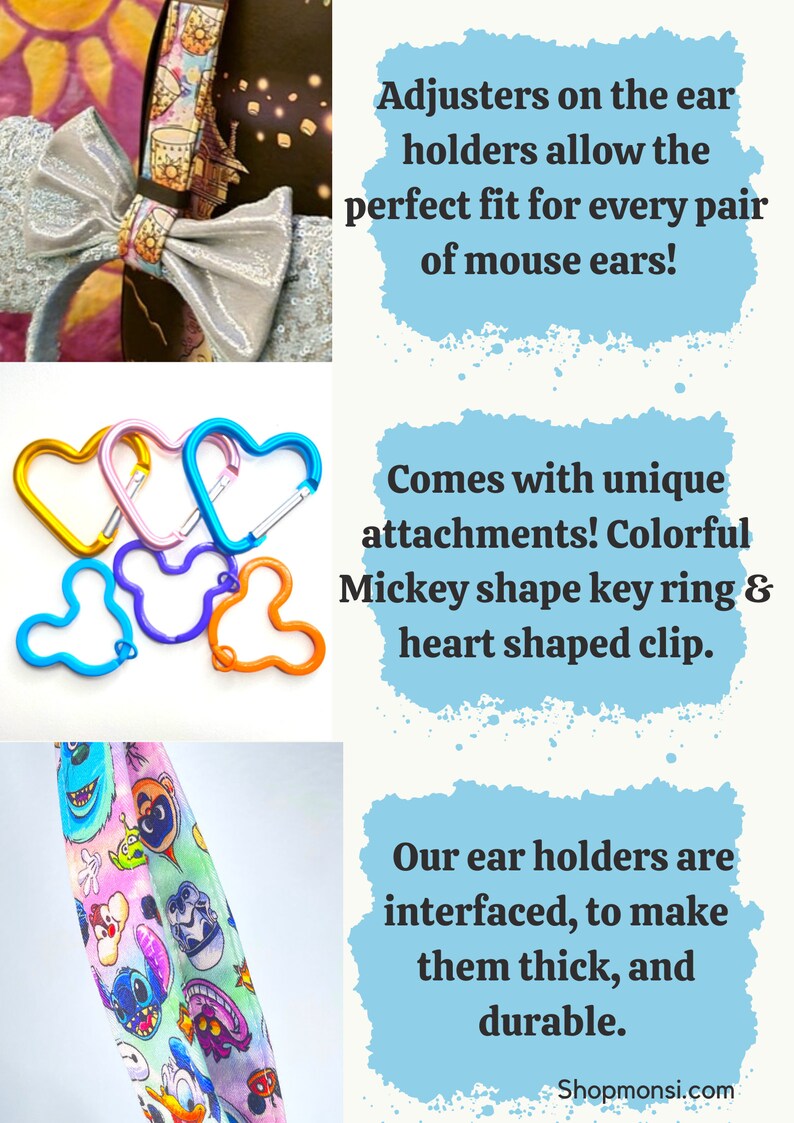 Pixar Mouse Ear Holders, Secure Disney Ears, Handmade Mickey Mouse Ear ...