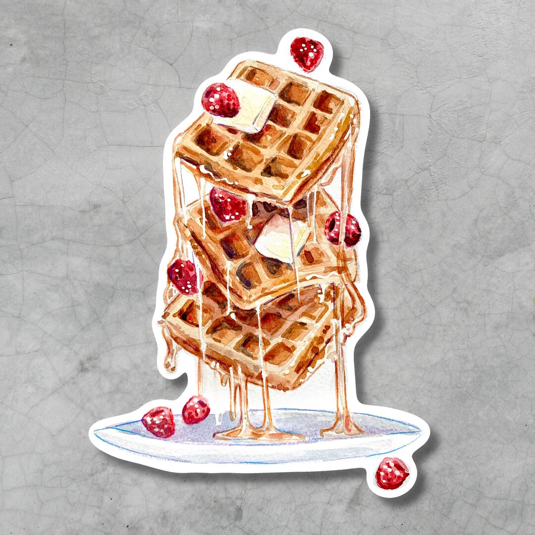 Waffle Sticker, Waterproof, Durable, Breakfast, Foodie, Water Bottle ...