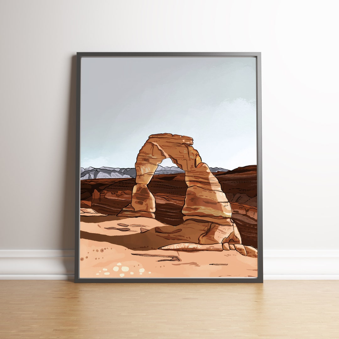 Utah Delicate Arch Print, Hand Painted Watercolor Art, Utah Landmark ...