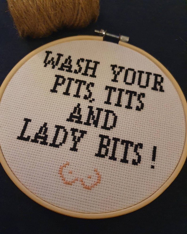 Wash Your Pits Tits And Lady Bits Completed Rude Funny Cross Etsy