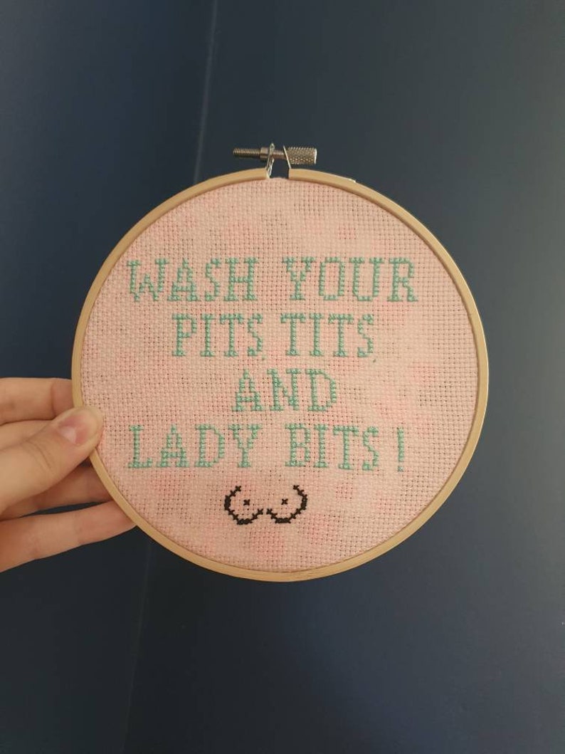 Wash Your Pits Tits And Lady Bits Completed Rude Funny Cross Etsy
