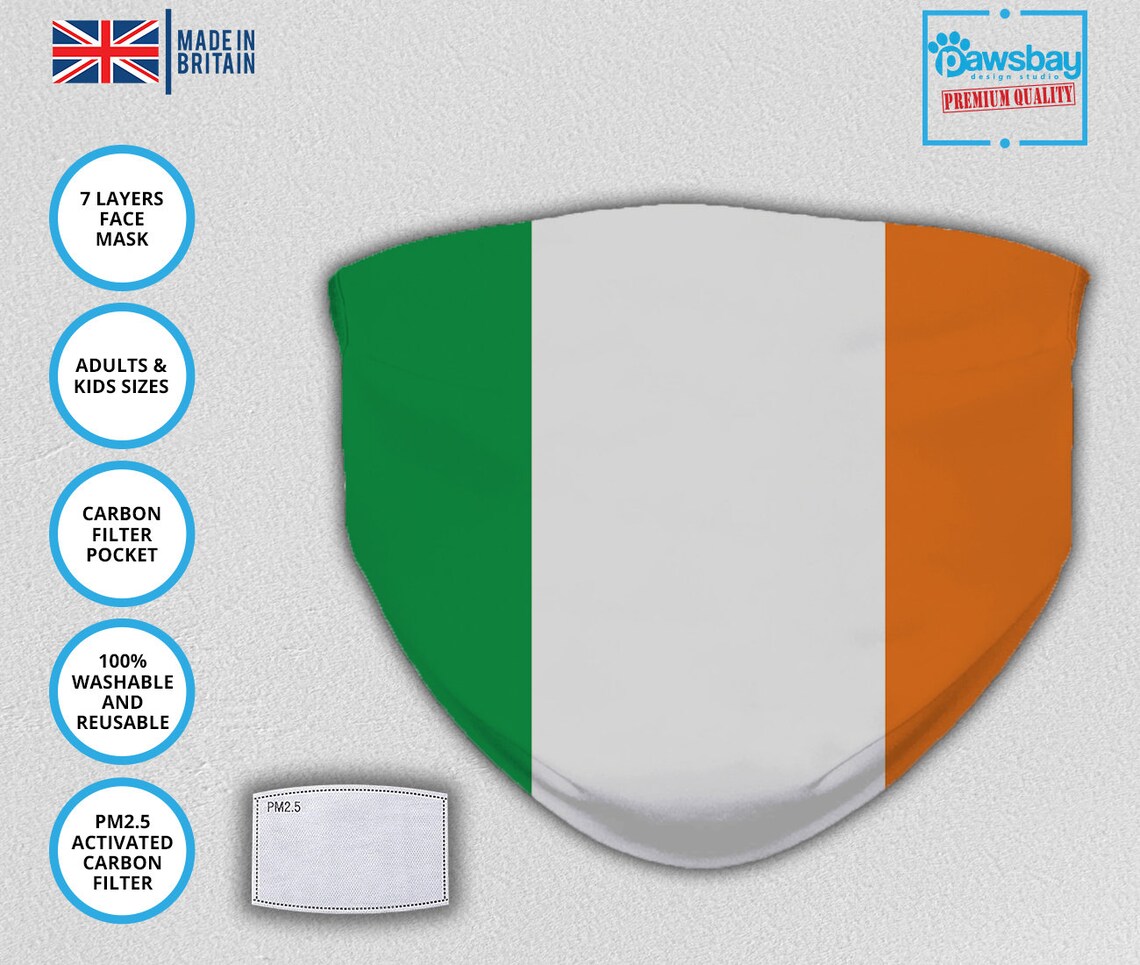 Irish Flag Face Mask Ireland Flag Face Mask Ireland Flag - Etsy