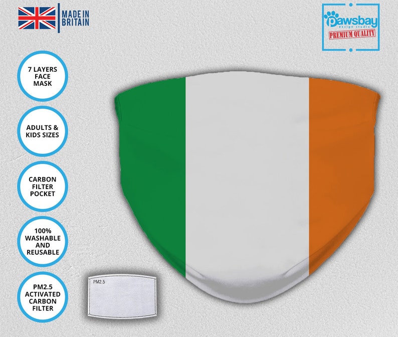 Irish Flag Face Mask Ireland Flag Face Mask Ireland Flag | Etsy