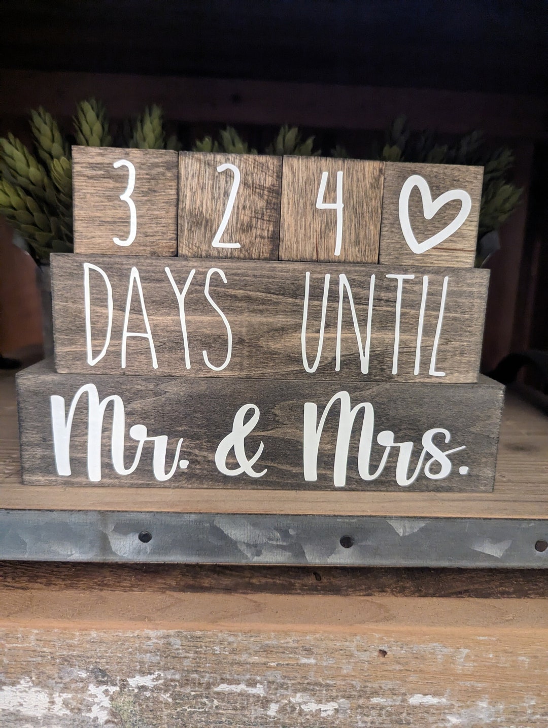 Rustic Block Wedding Countdown - Etsy