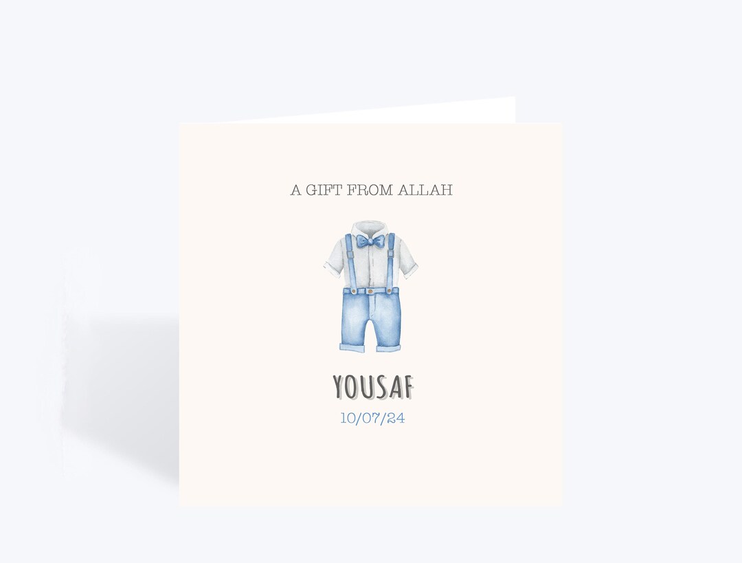 Personalised Islamic Congratulations for New Baby Boy Card, Muslim ...