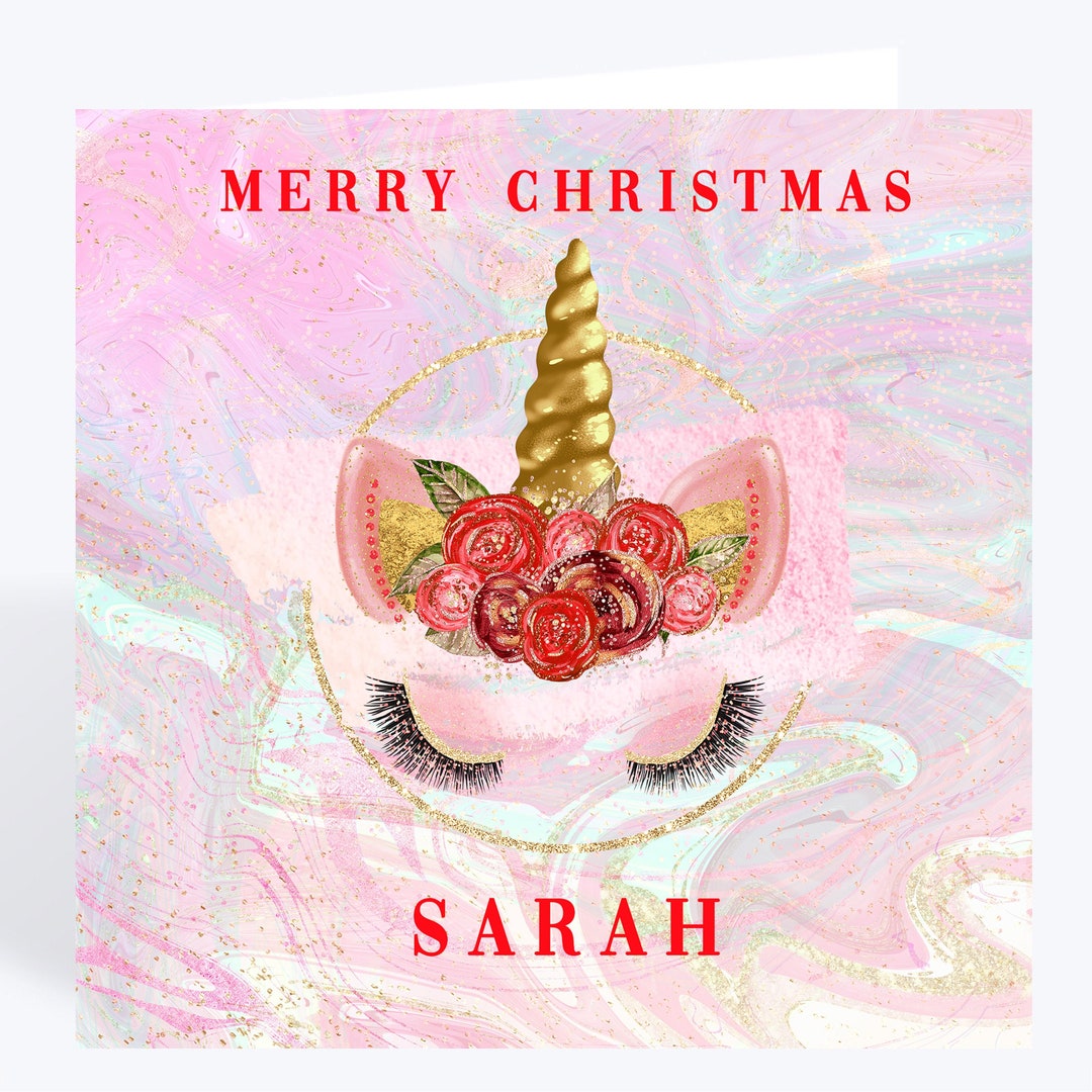 Personalised Unicorn Christmas Card - Etsy