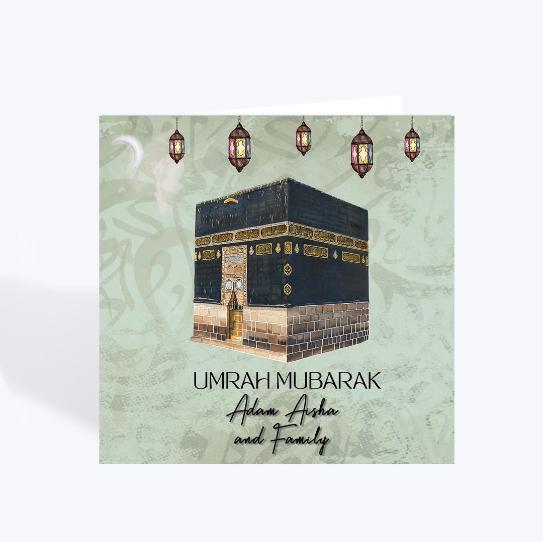 Personalised Umrah Mubarak Greeting Card, Muslim Umrah Card, Custom ...