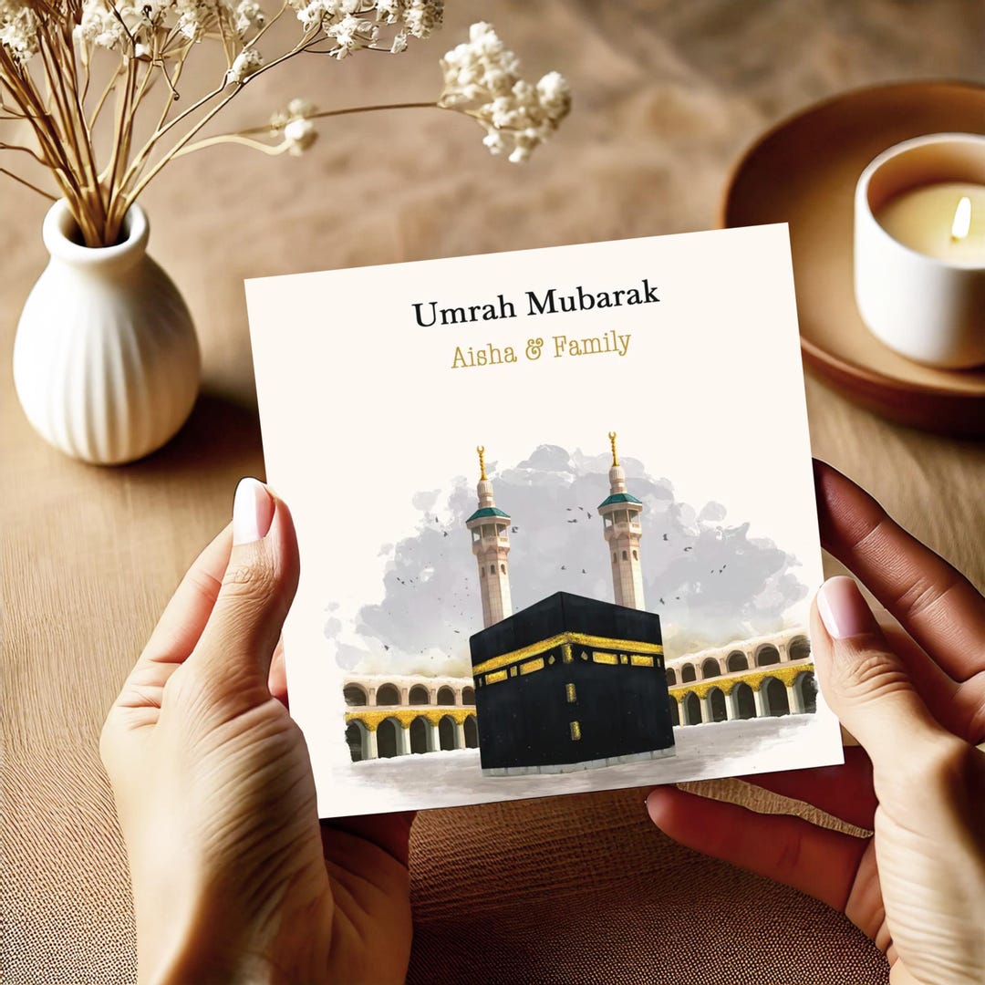 Personalised Umrah Mubarak Card, Umrah Greeting Card, Islamic Mubarak ...