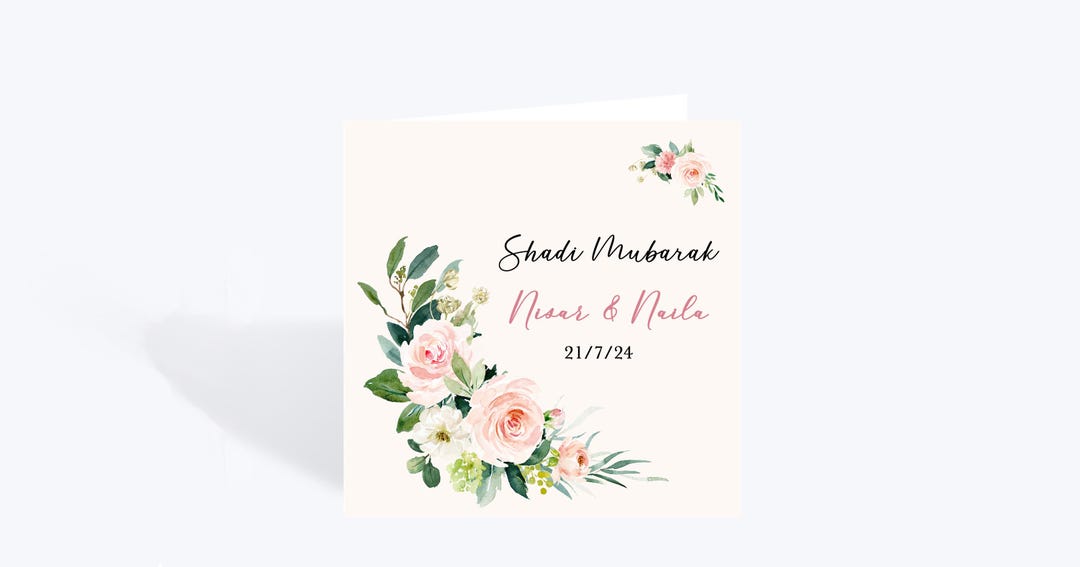 Personalised Islamic Wedding Card, Muslim Congratulations Wedding Card ...