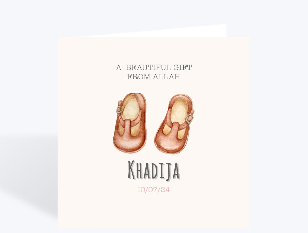 Personalised New Baby Girl Card, Gift From Allah, Islamic New Baby Girl ...