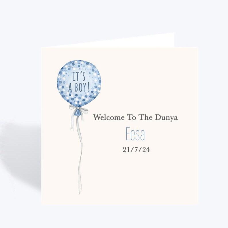 Personalised Muslim New Baby Boy Card, Islamic Congratulations New Baby ...