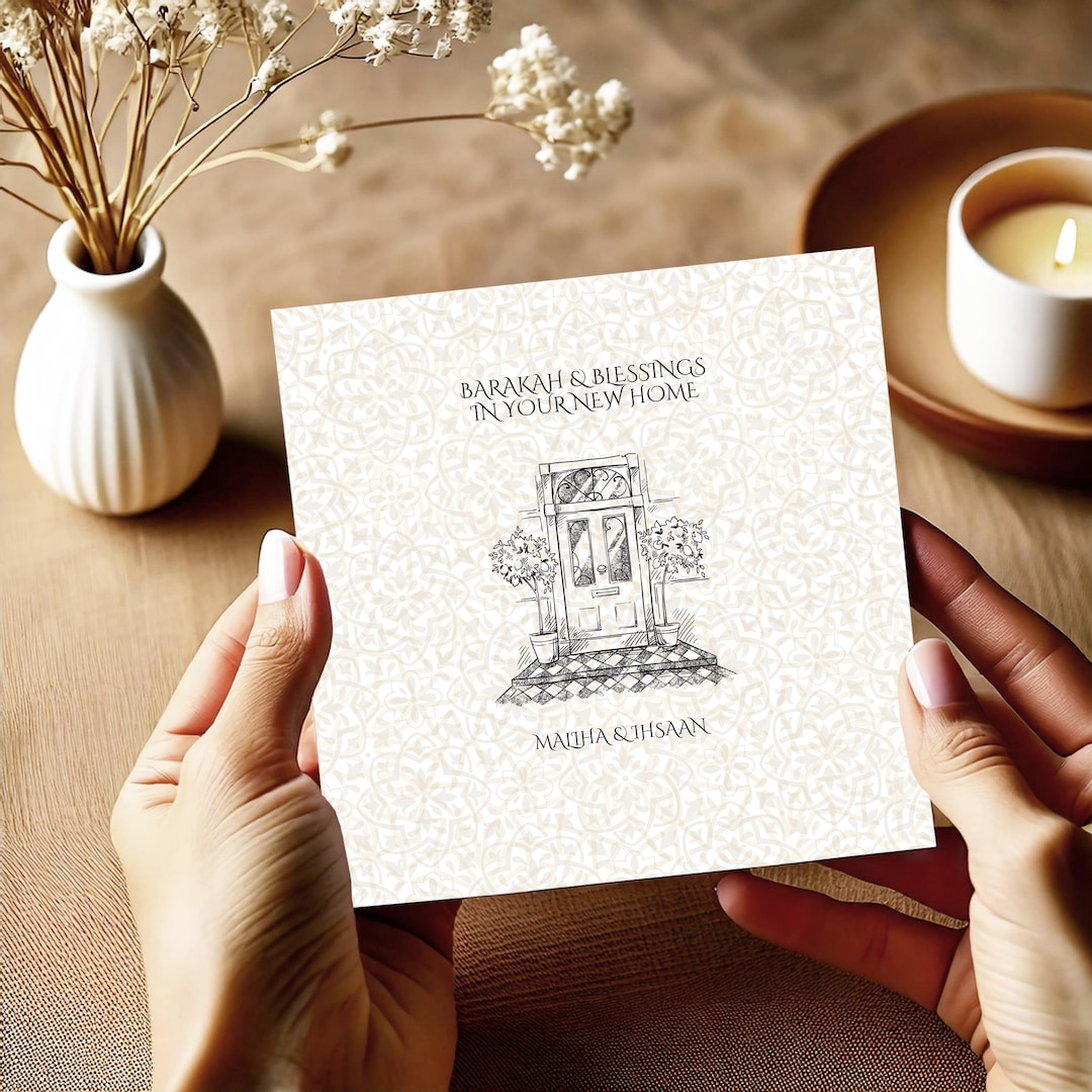 Personalised Islamic New Home Card, Muslim New Home Wishes Card, House ...