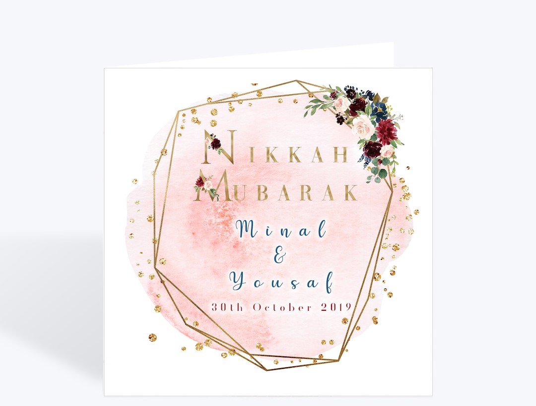 Personalised Nikkah Card - Etsy