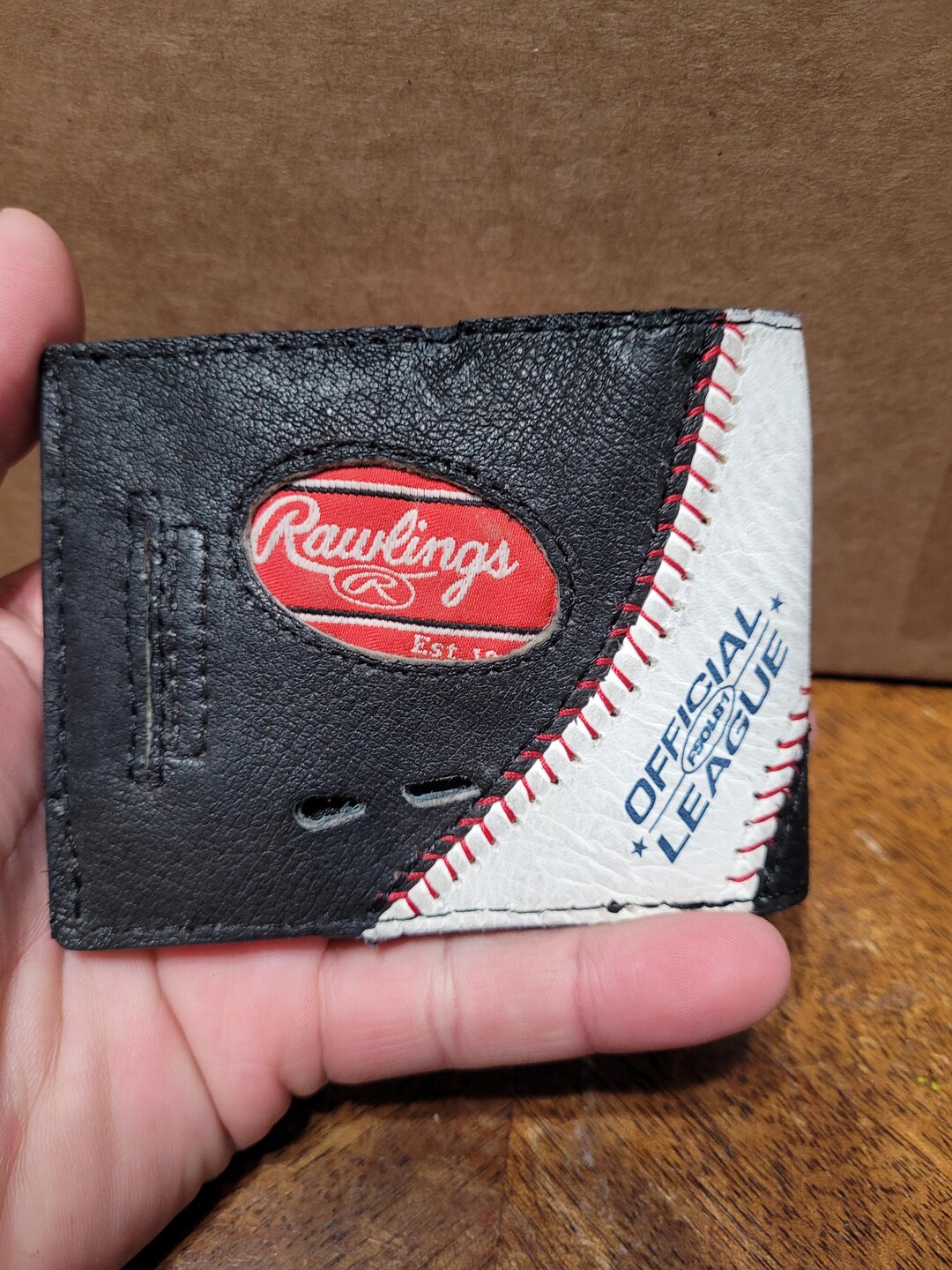 Rawlings Baseball Glove Handmade Bifold Wallet Reclaimed Baseball Glove ...