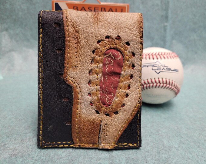 Rawlings Baseball Glove Wallet Bifold 8 Cards Slots Reclaimed Baseball ...