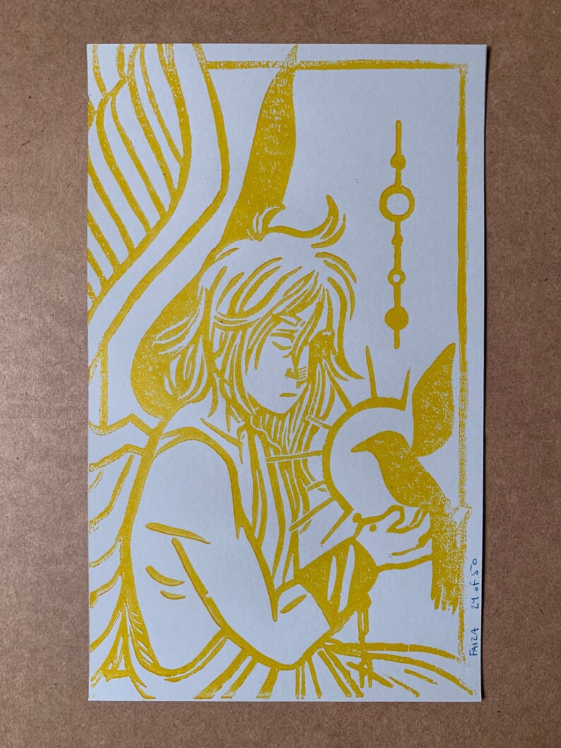 Angel Linocut Original Block Prints - Etsy