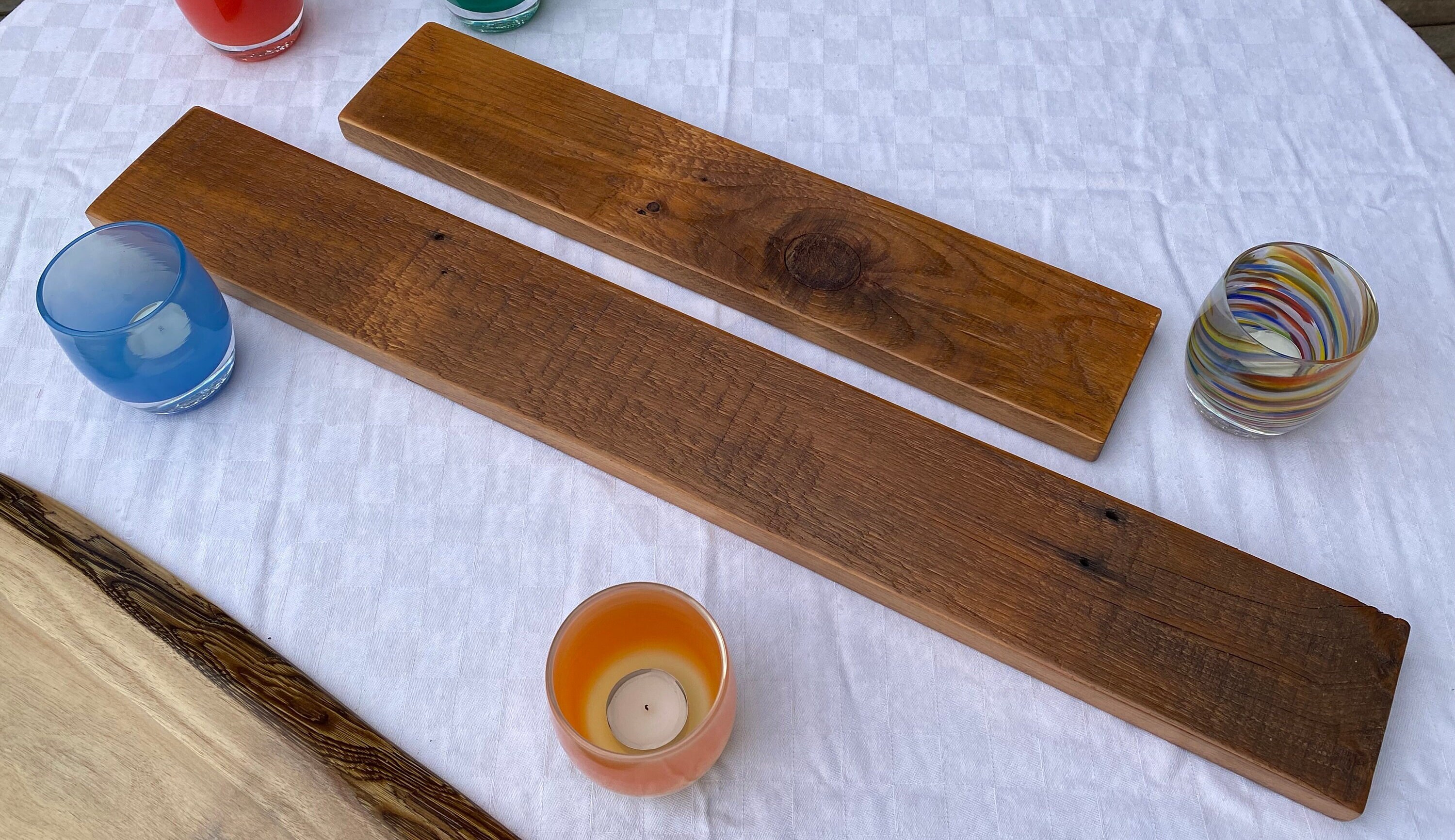 ANTIQUE RUSTIC FARM Wood Candle Display Board for Glassybaby / Votive ...