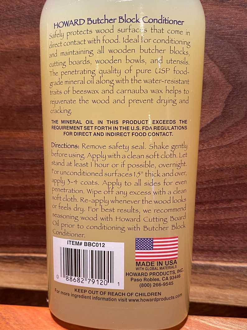 Howard Butcher Block Conditioner or Cutting Board Oil - Etsy