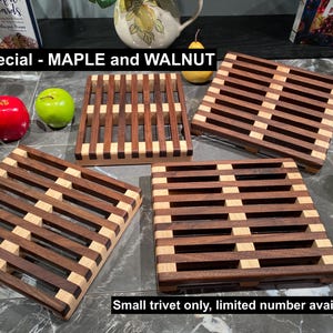 Handcrafted Walnut & Cherry Wood Trivet: Modern Table Centerpiece or ...