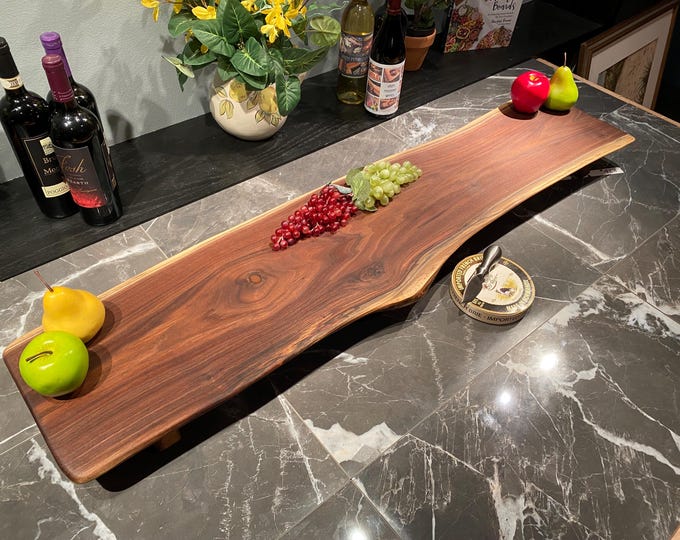 LIVE-EDGE *** 4-foot Black Walnut Charcuterie Board, 48" Long, Serving ...