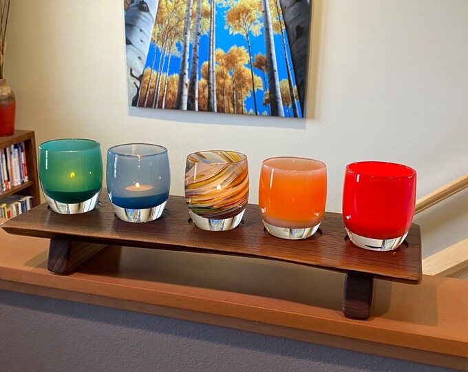 BLACK WALNUT Platform Candle Display Board for Glassybaby / Votive ...